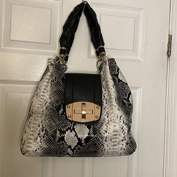 Charming Charlie | Bags | Black White Python Snakeskin Faux Leather ...